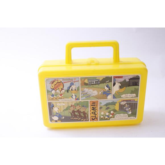 Bags | 198s Disney Donald Duck Yellow Plastic Lunch Box Food Carry ...
